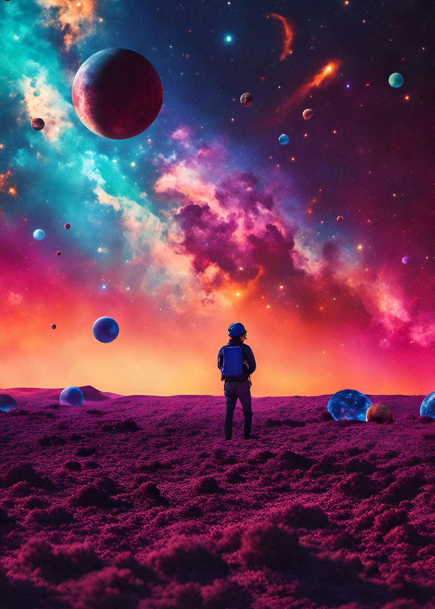 'Cosmic Technova' Poster, picture, metal print, paint by Sparkls | Displate