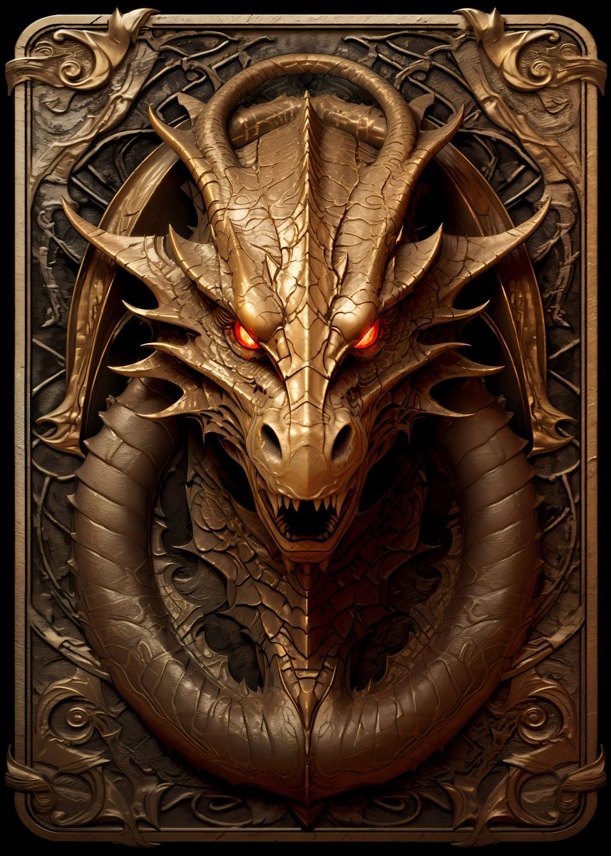 'Devil Dragon Lord Art Deco' Poster, picture, metal print, paint by ...