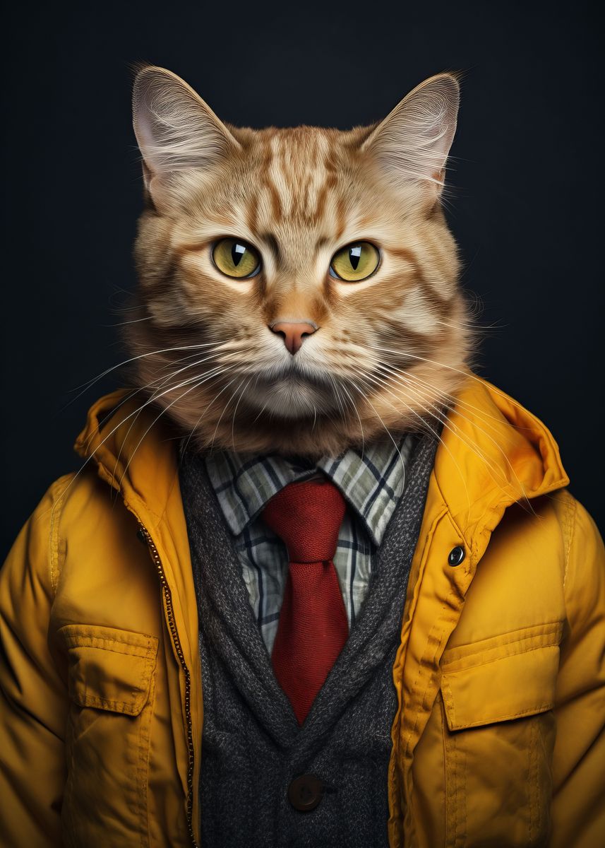 'Hipster Dressed Cat' Poster, picture, metal print, paint by Craig ...