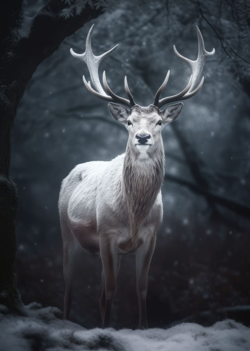 'White Mythical Deer' Poster, picture, metal print, paint by Craig ...