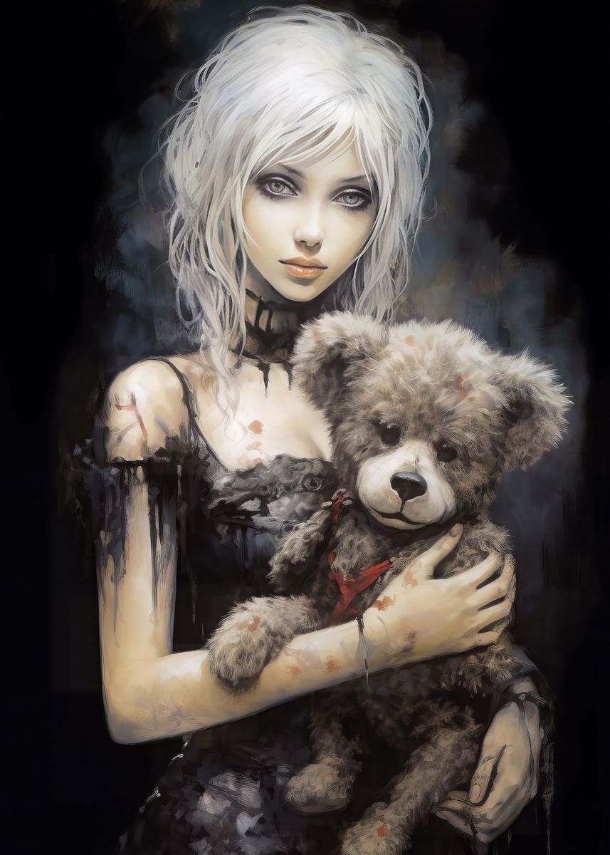 'Woman teddy' Poster, picture, metal print, paint by Graphics GC | Displate