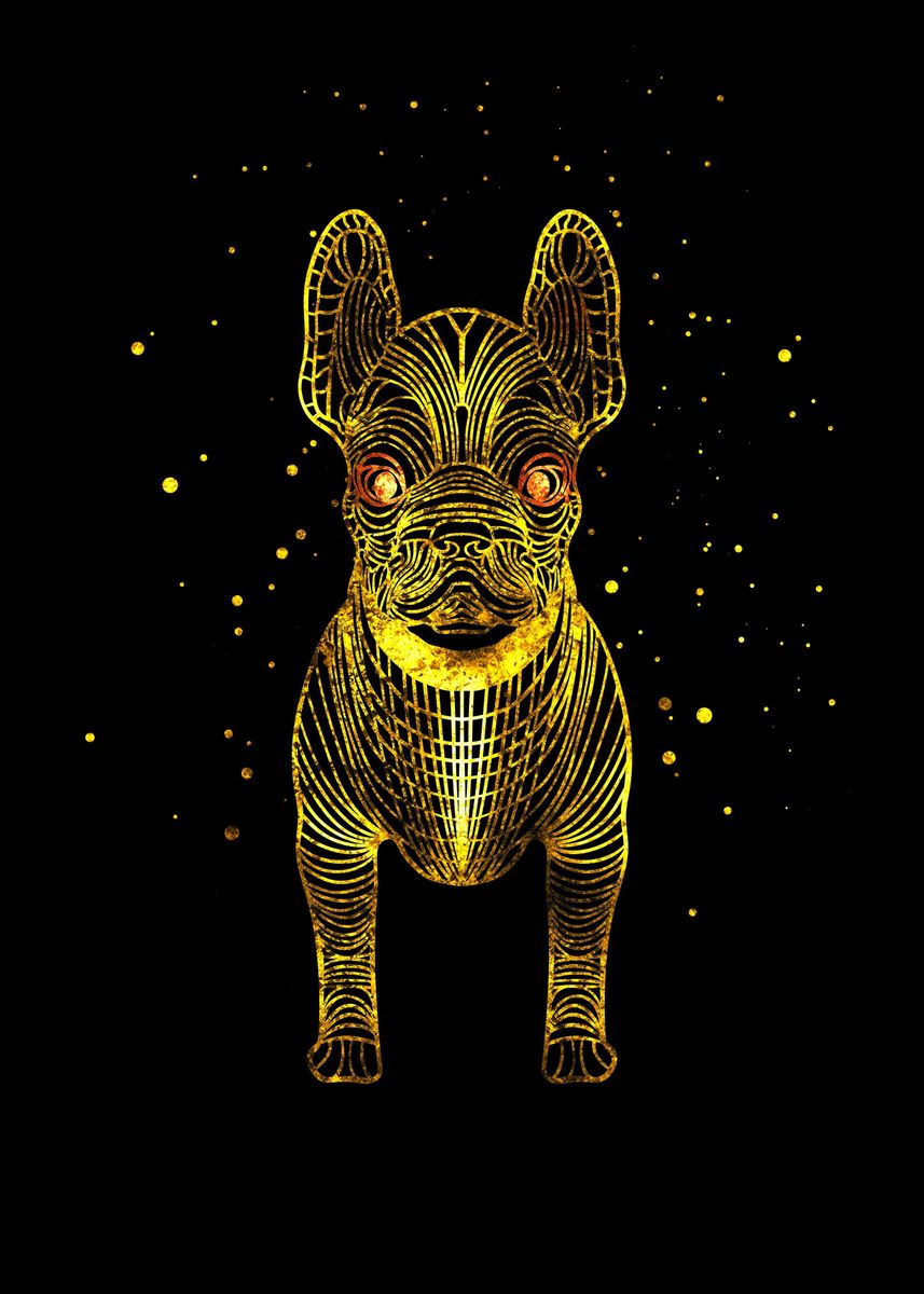 'Dog gold' Poster, picture, metal print, paint by Selja Cute | Displate