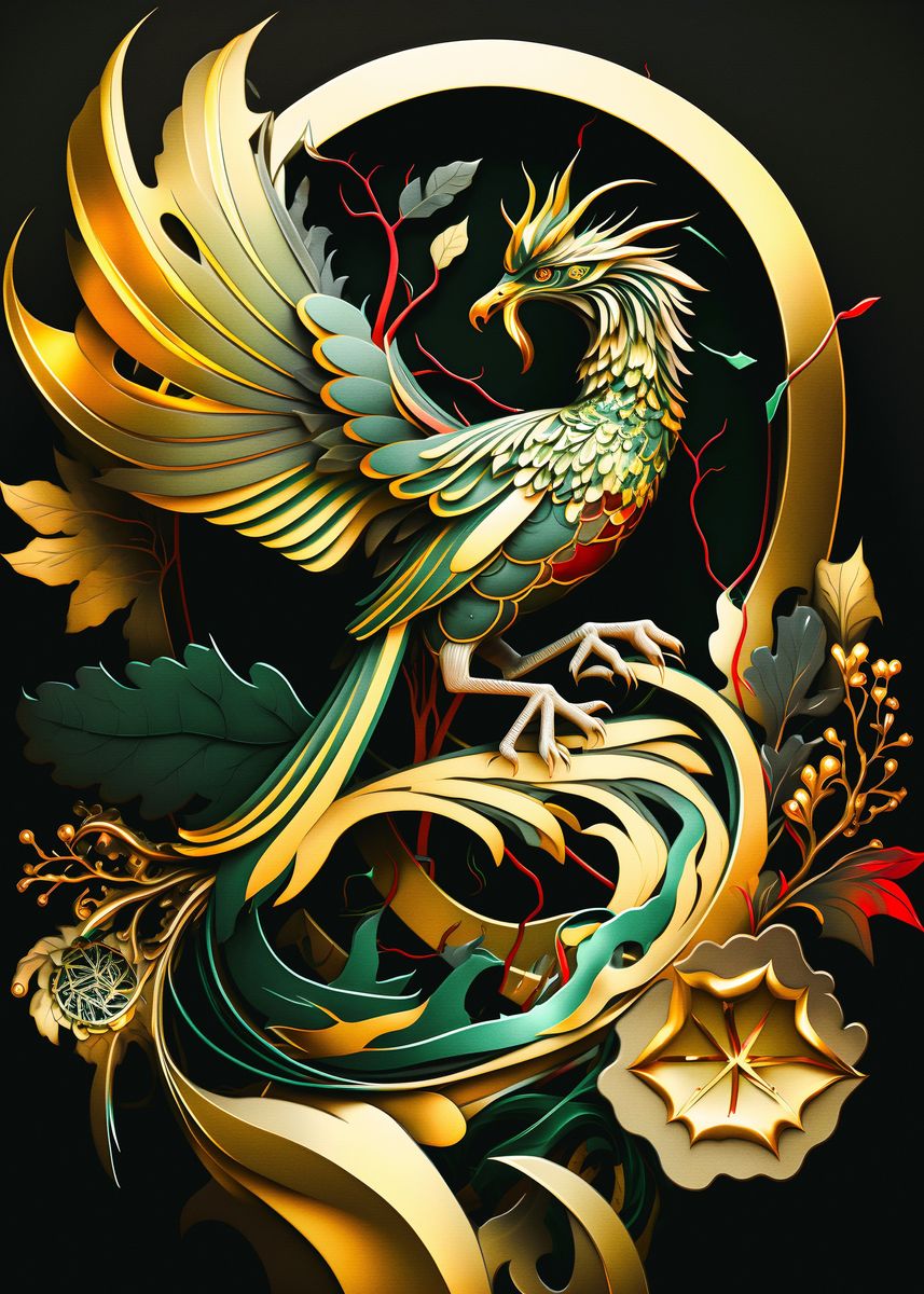 'Abstract Phoenix' Poster, picture, metal print, paint by Dream Reality ...