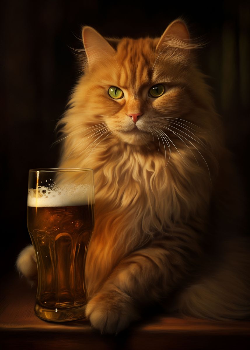 'Brewski Kitty' Poster, picture, metal print, paint by Hubilatt ...