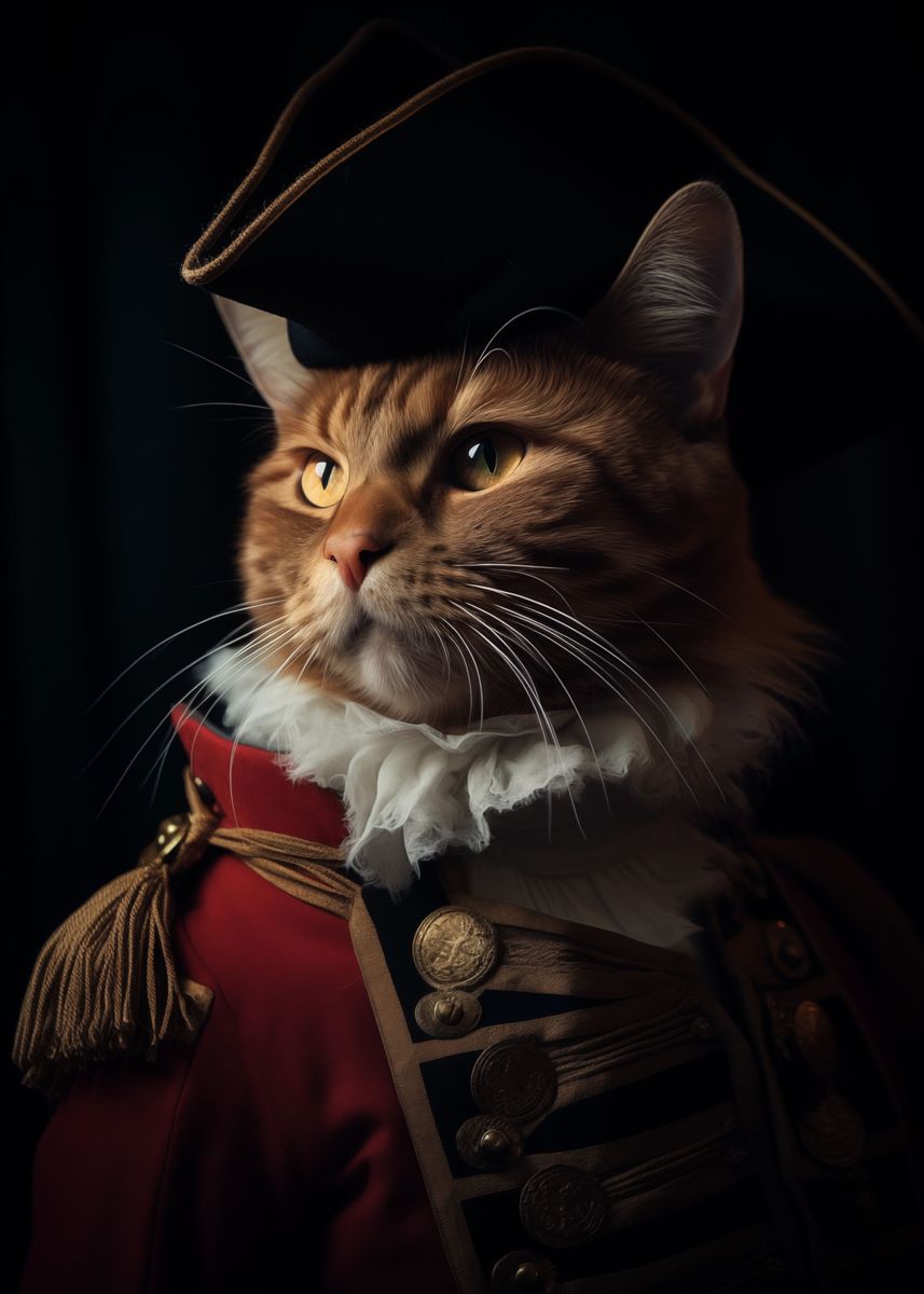 'Funny Napoleon Emperor Cat' Poster, picture, metal print, paint by ...