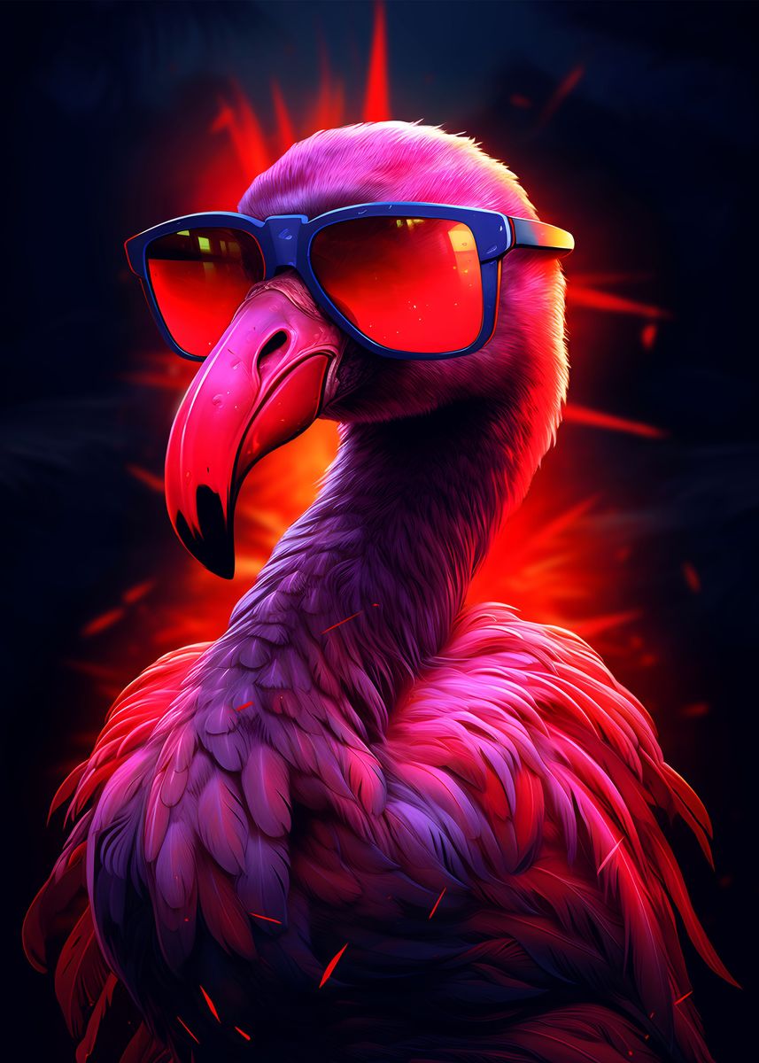 'Cool Tropical Flamingo' Poster, picture, metal print, paint by Juka ...