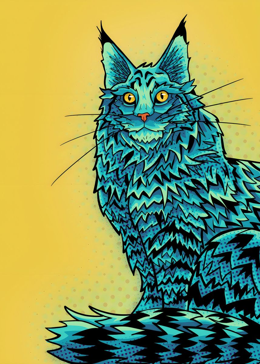 'Blue maine coon portrait ' Poster by Sarah Impey | Displate