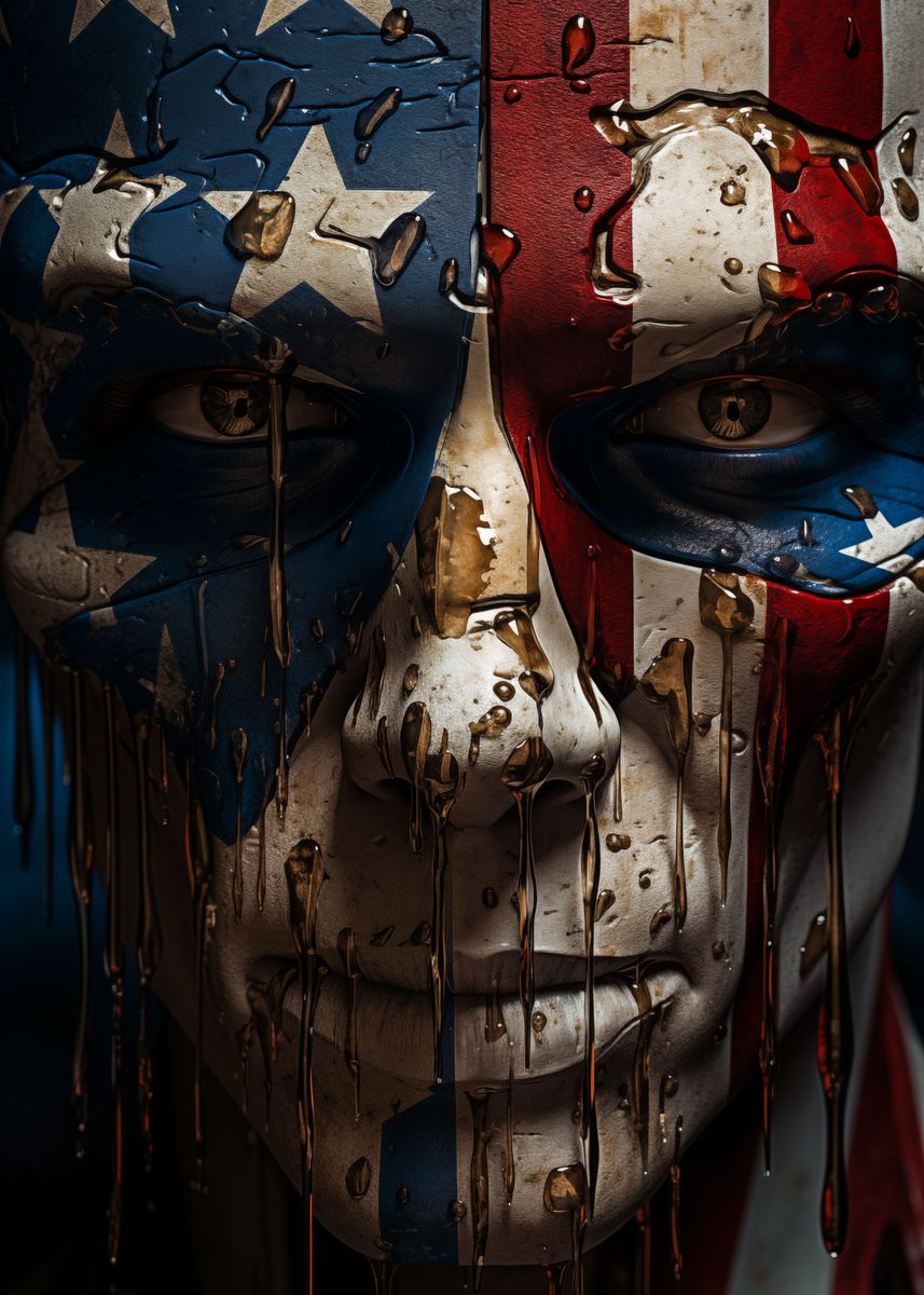 'patriotism man face' Poster, picture, metal print, paint by Zdenek ...