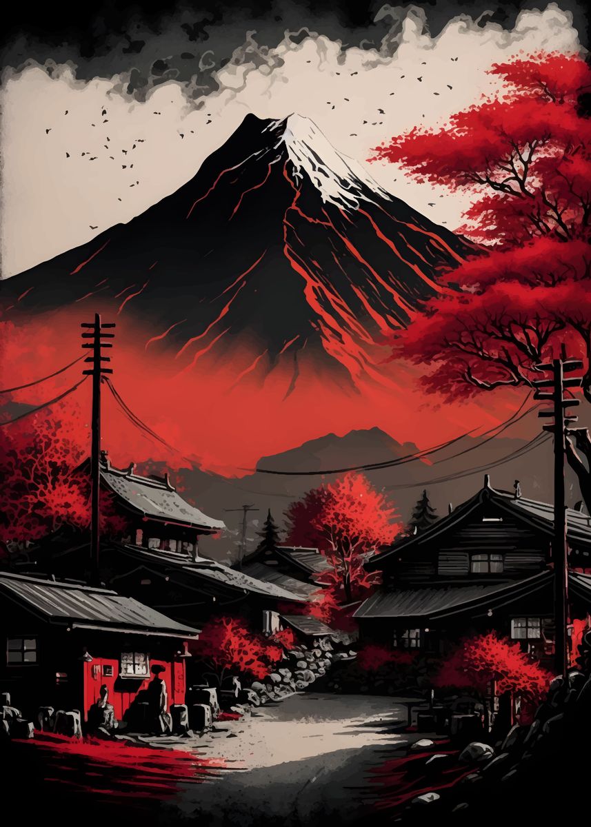 'Red japan ' Poster, picture, metal print, paint by Amateras Design ...