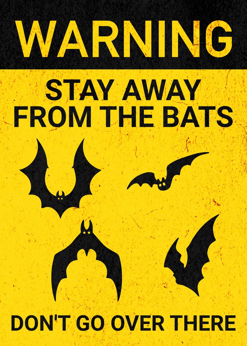 'WARNING BATS LAKE BEACH' Poster, picture, metal print, paint by Atomic ...