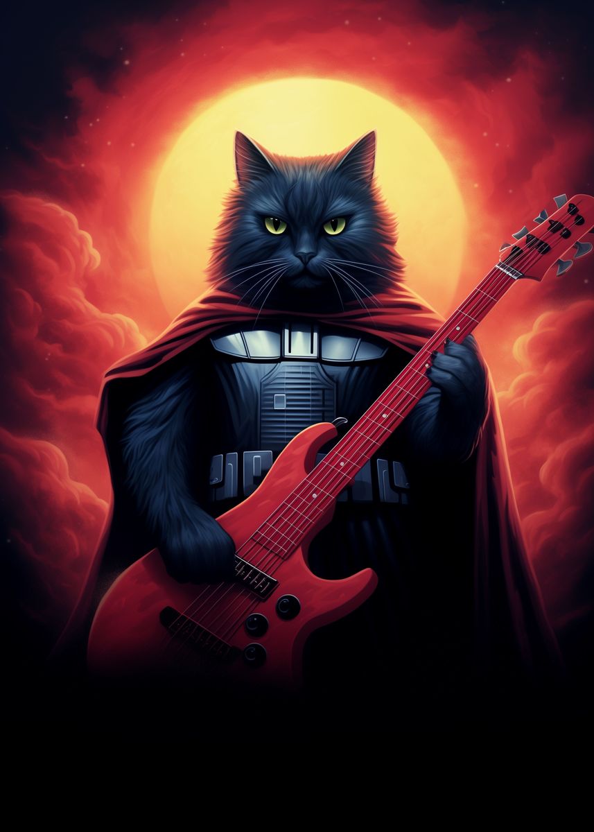 'Kitten Lord Rocks Out' Poster, picture, metal print, paint by Pixel ...