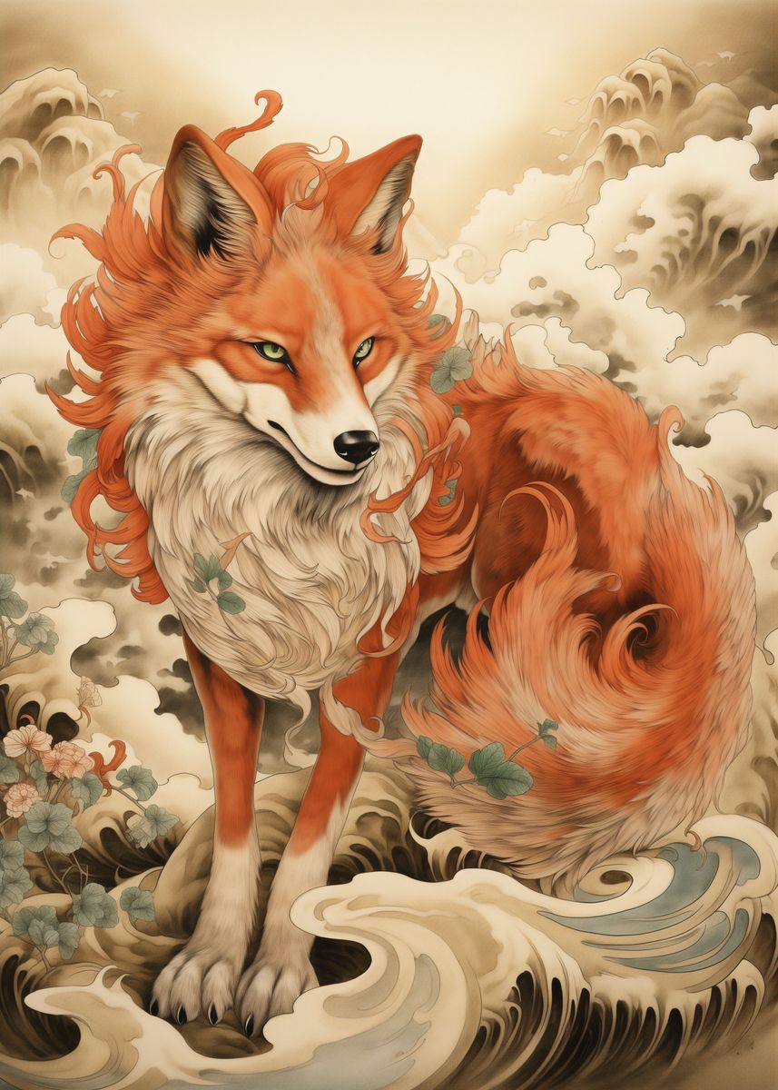 'Enchanted Fox' Poster, picture, metal print, paint by Nora Martinez ...