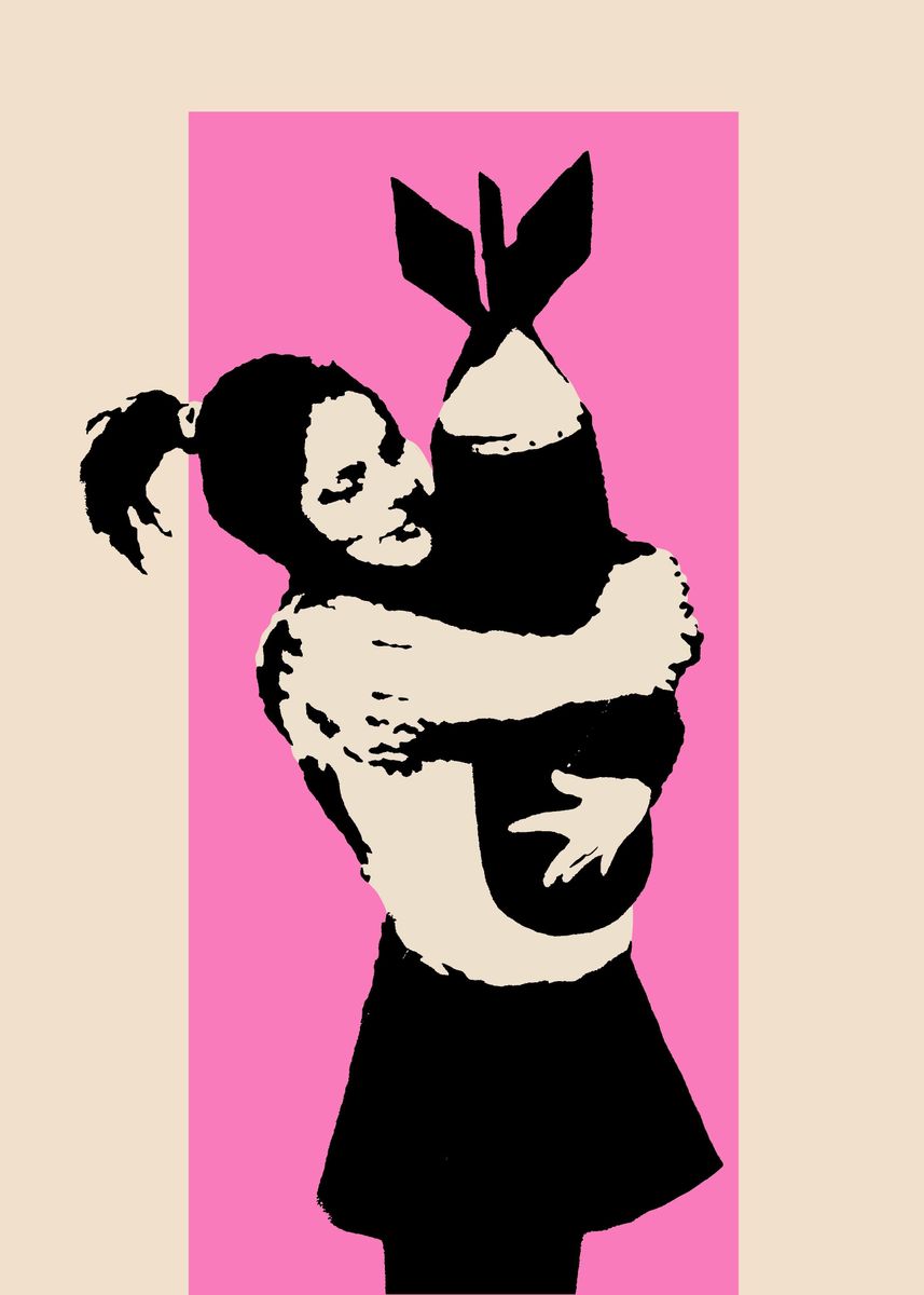 'Hug bomb' Poster, picture, metal print, paint by Selja Cute | Displate