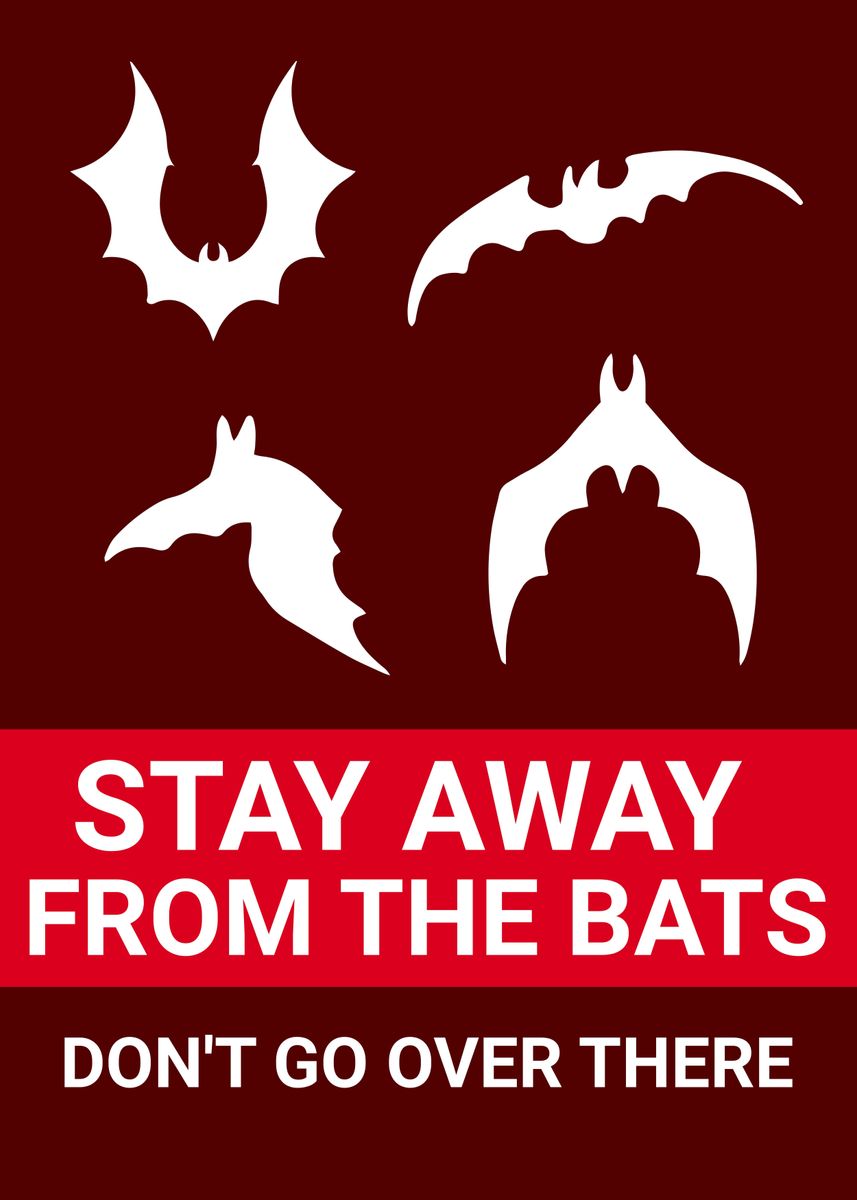 'STAY AWAY BATS LAKE BEACH' Poster, picture, metal print, paint by ...