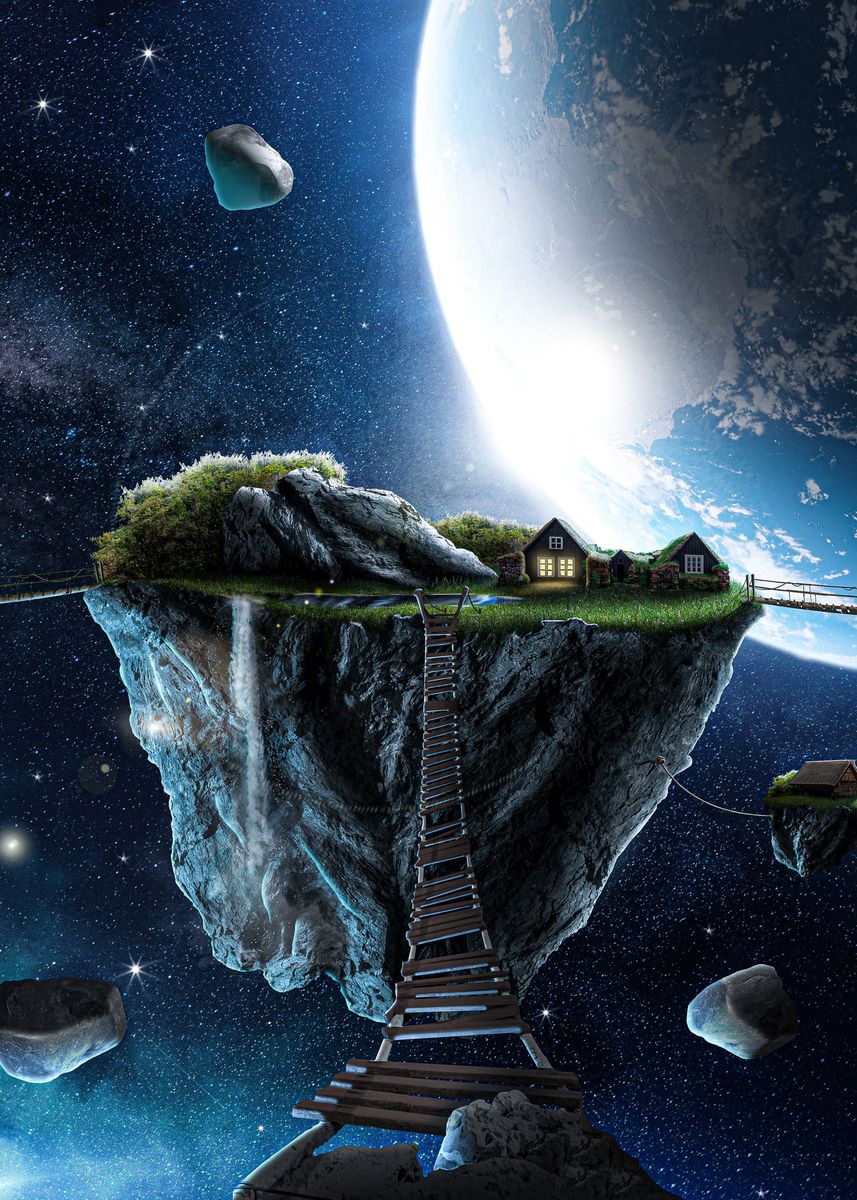 'Floating Island In Space' Poster, picture, metal print, paint by Gugas ...