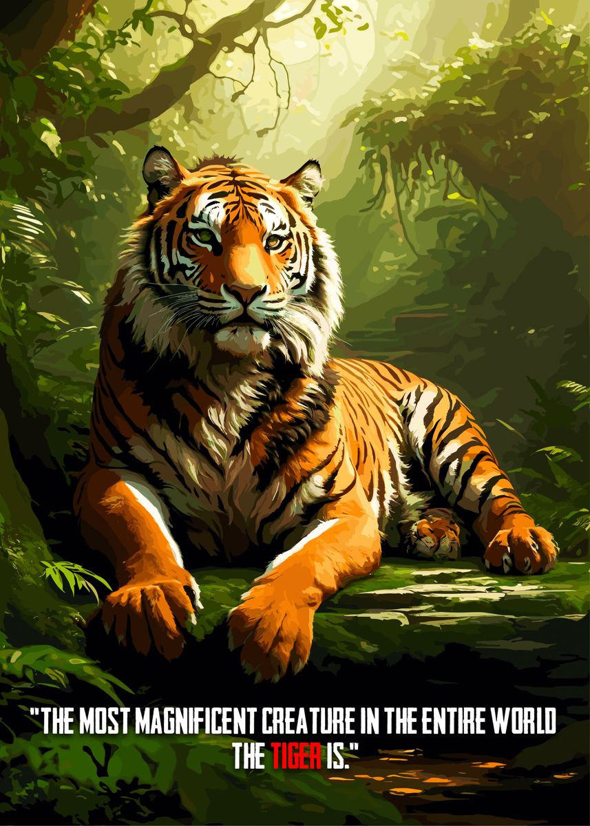 'Tiger Quotes' Poster, picture, metal print, paint by NuMaNi Art | Displate