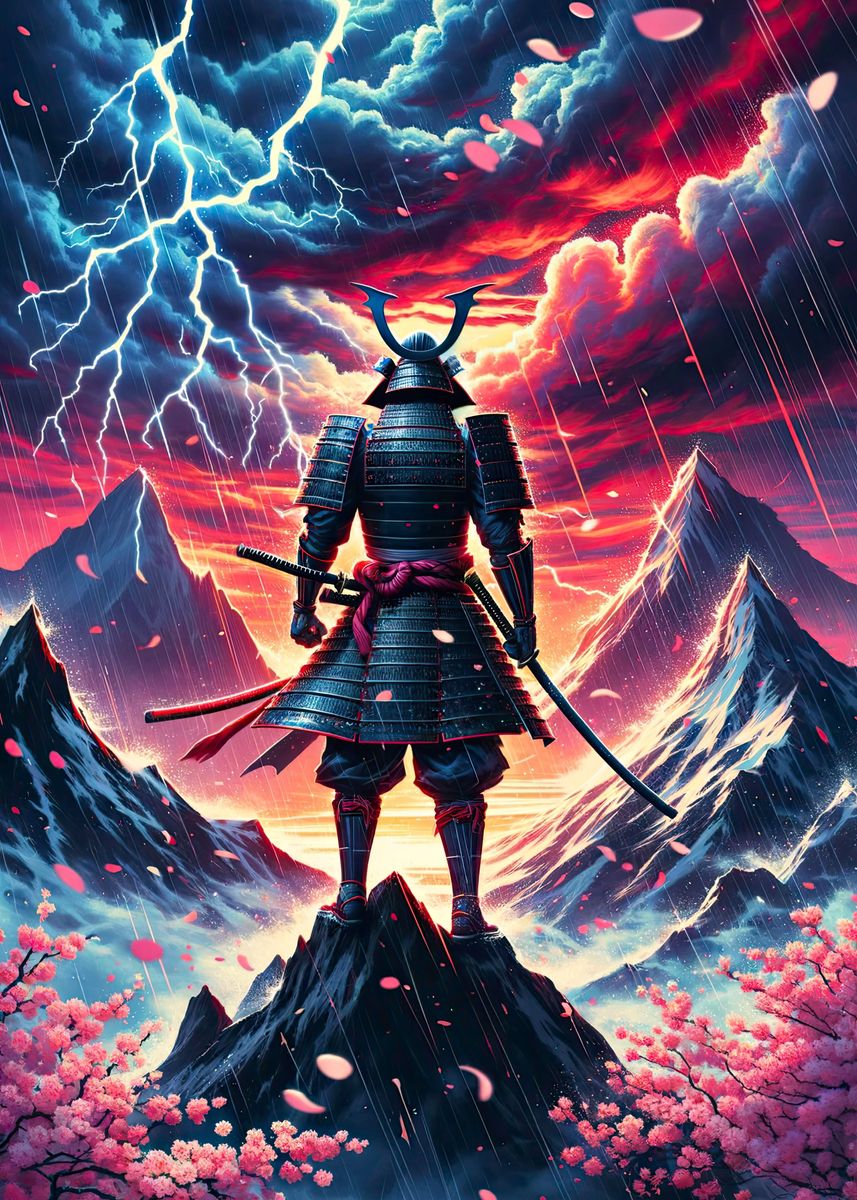 'Epic Samurais Solitude ' Poster, picture, metal print, paint by Ji ...