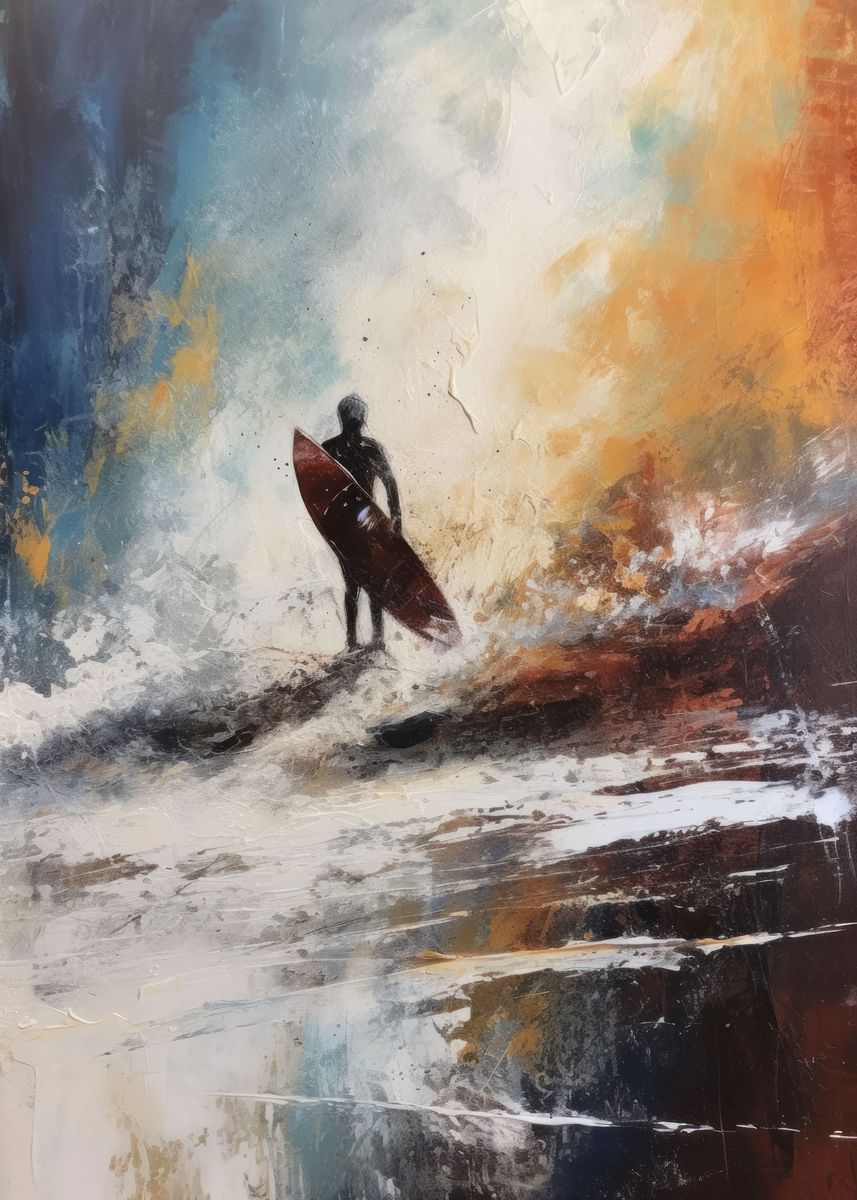 'Riding the Waves' Poster, picture, metal print, paint by Usama Design ...