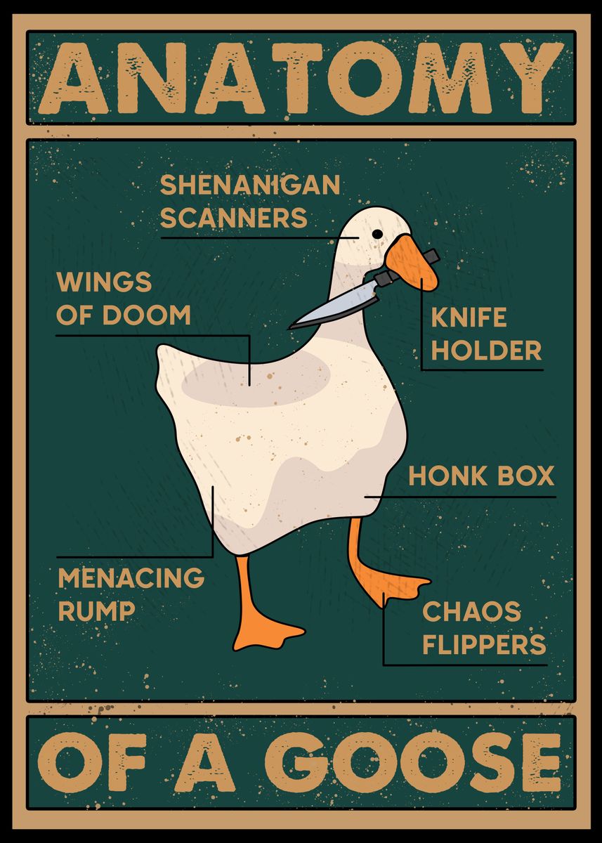 'Anatomy Of Mischief Goose' Poster, picture, metal print, paint by ...