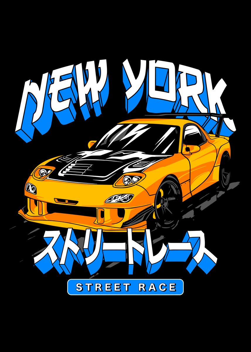 'New York Street Race' Poster, picture, metal print, paint by Savinda ...
