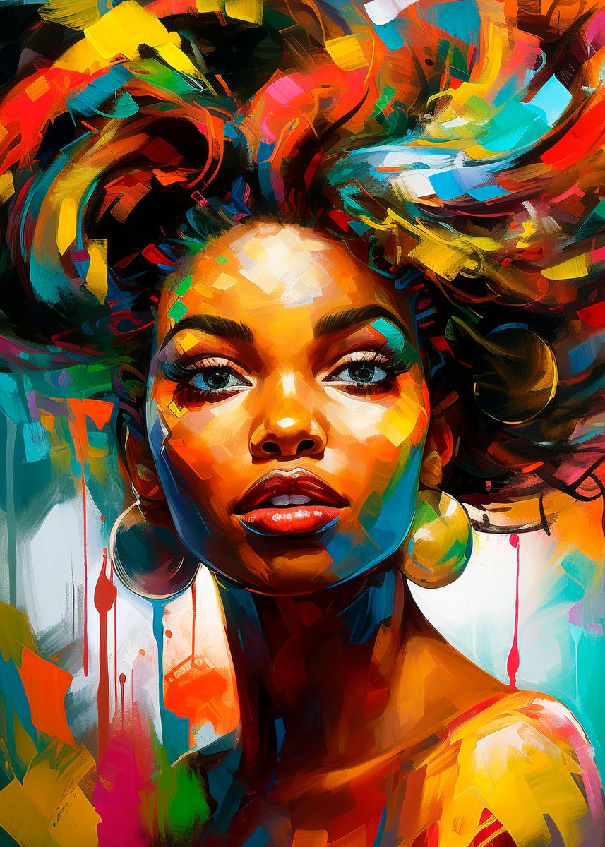 'abstract black woman' Poster, picture, metal print, paint by Humanoid ...