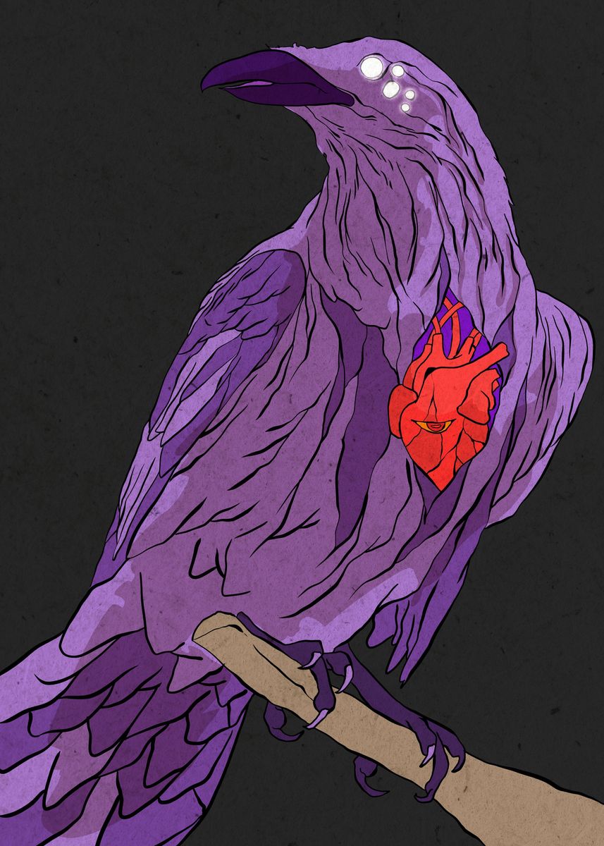 'demon crow' Poster, picture, metal print, paint by eunoia | Displate