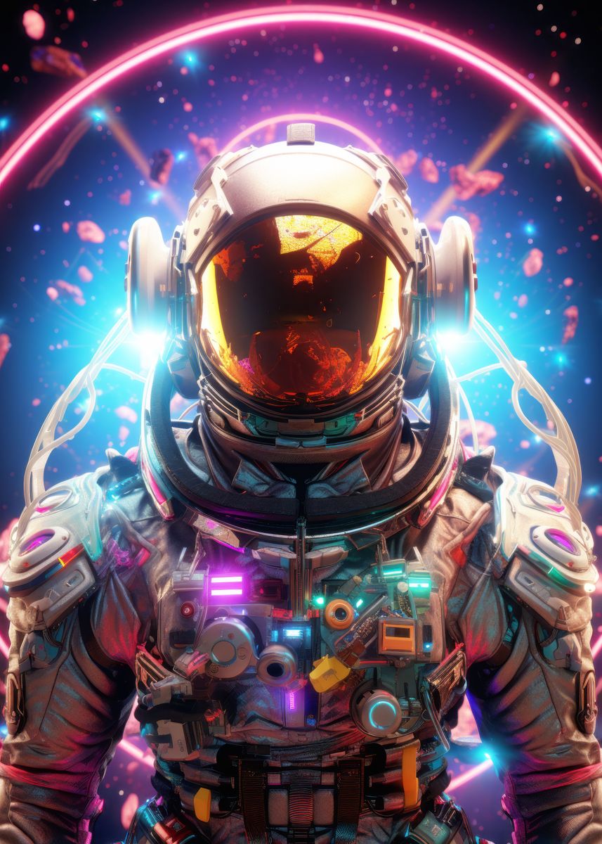 'Psychedelic Neon Spaceman' Poster, picture, metal print, paint by ...