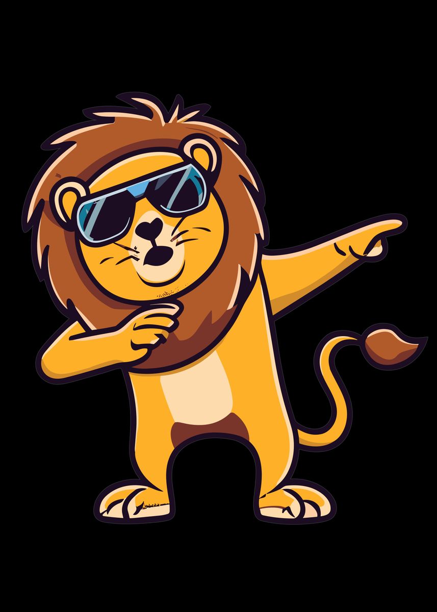 'Lion Dabbing Dabbing' Poster, picture, metal print, paint by ZS C O M ...