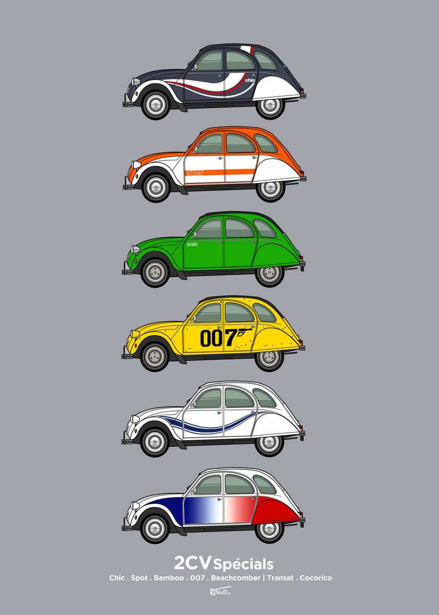'2CV Specials collection' Poster, picture, metal print, paint by ...