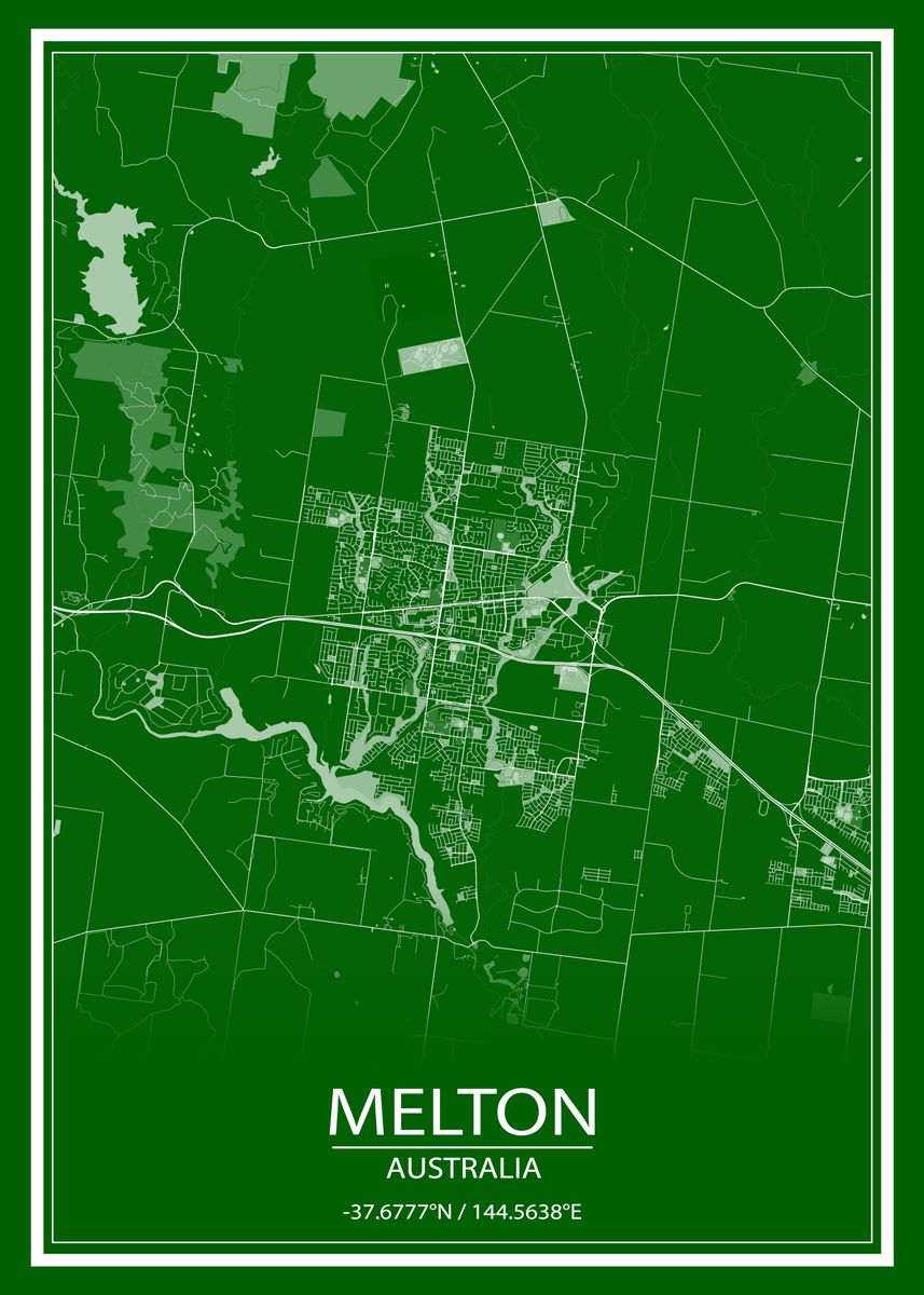 'Melton Australia Green Map' Poster, picture, metal print, paint by ...