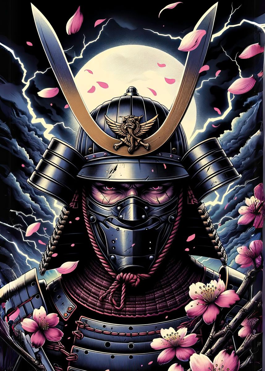 'Epic samurai mask' Poster, picture, metal print, paint by Ji wong ...