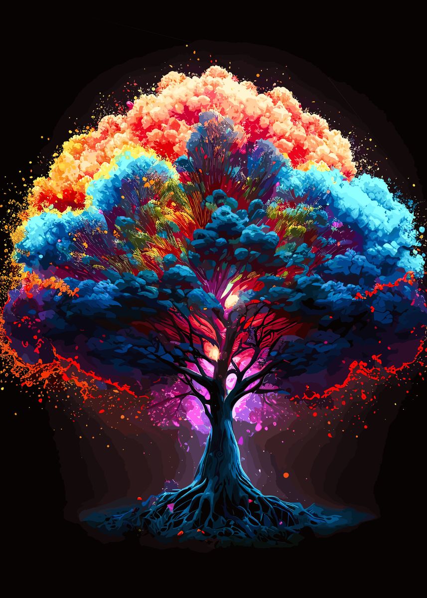 'Colorful Tree' Poster, picture, metal print, paint by Dolores Newman ...
