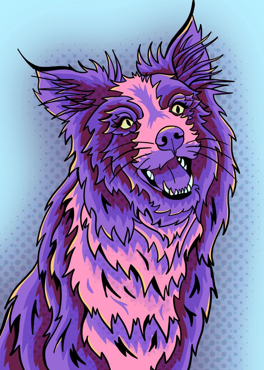 'Purple abstract collie dog' Poster, picture, metal print, paint by ...