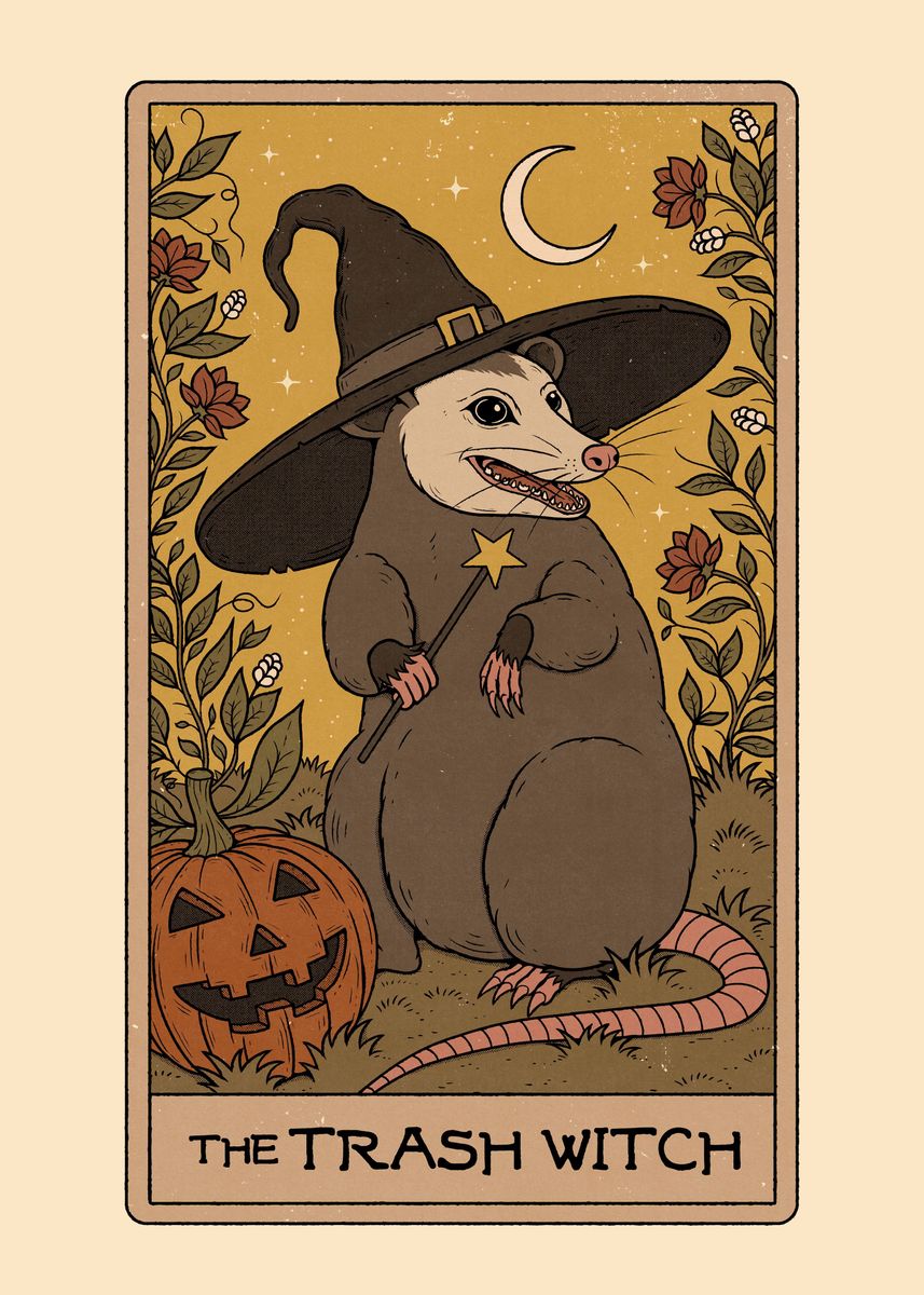'The Trash Witch Possum ' Poster, picture, metal print, paint by Thiago ...