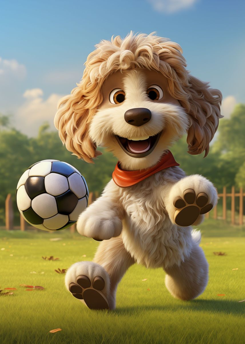 'Cockapoo Footballer' Poster, picture, metal print, paint by mnix ...