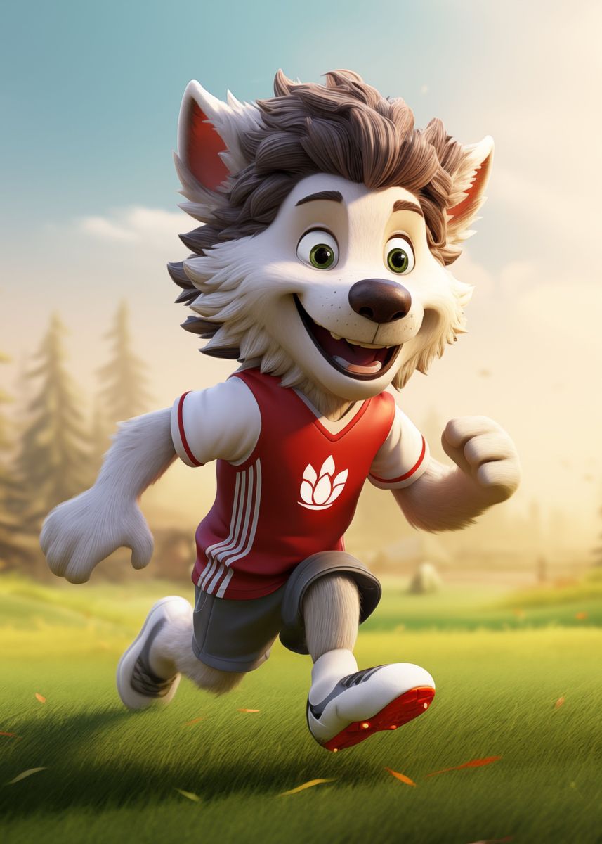 'Wolf Footballer' Poster, picture, metal print, paint by mnix | Displate