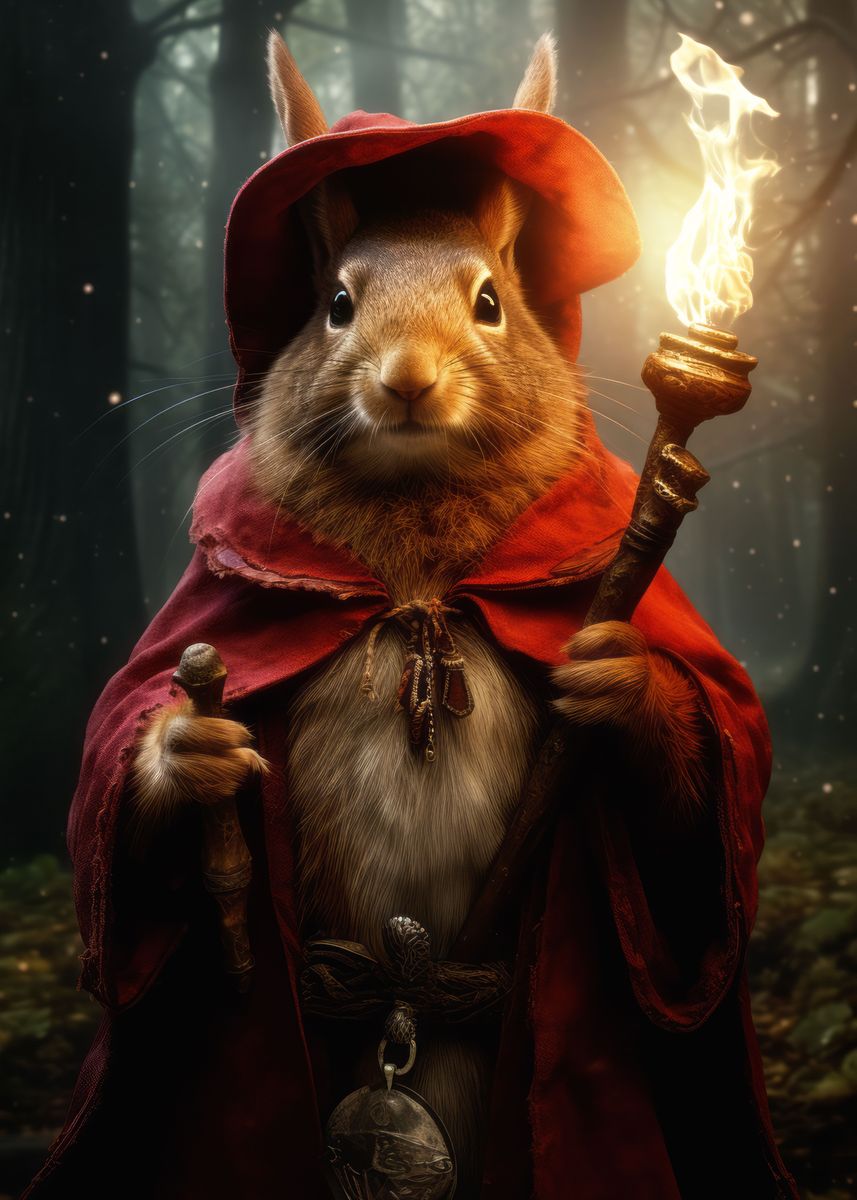 'Red Squirrel Wizard' Poster, picture, metal print, paint by Craig ...