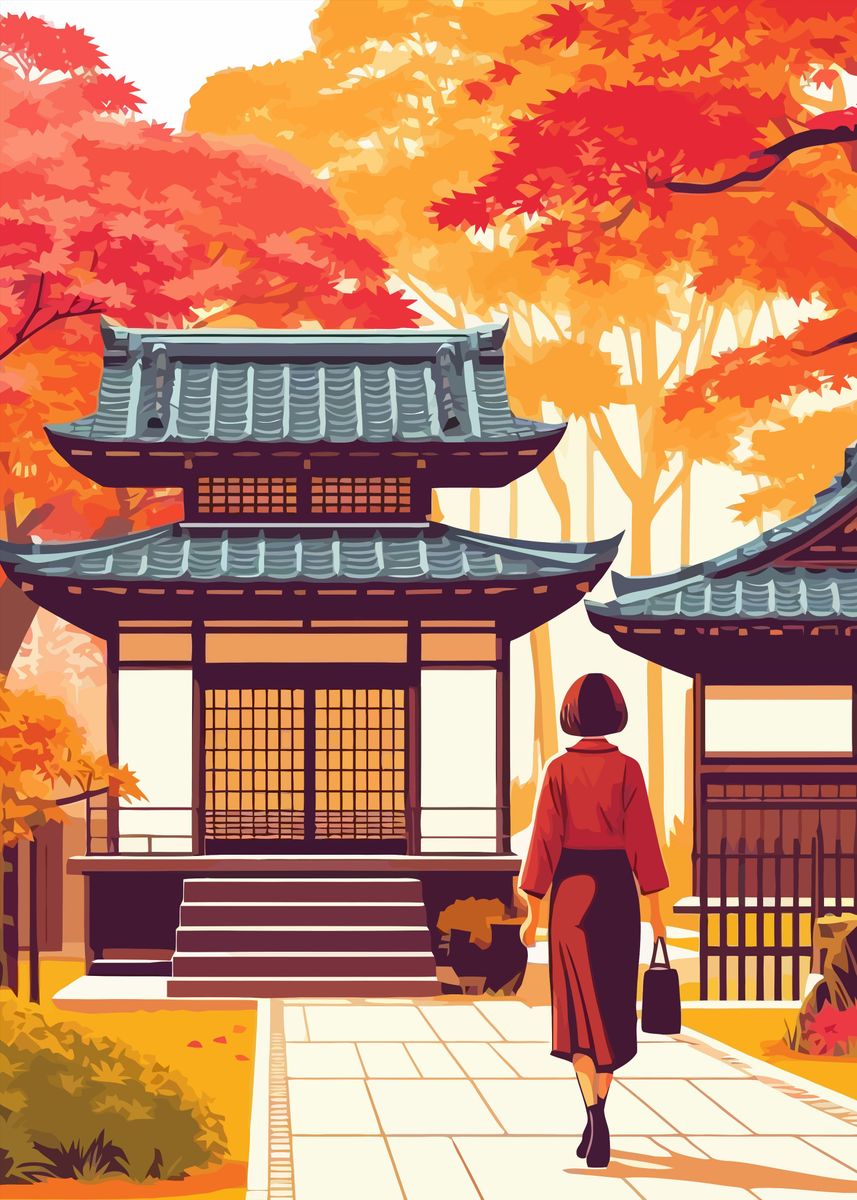 'Cute Japanese Girl' Poster, picture, metal print, paint by DREAM ART ...
