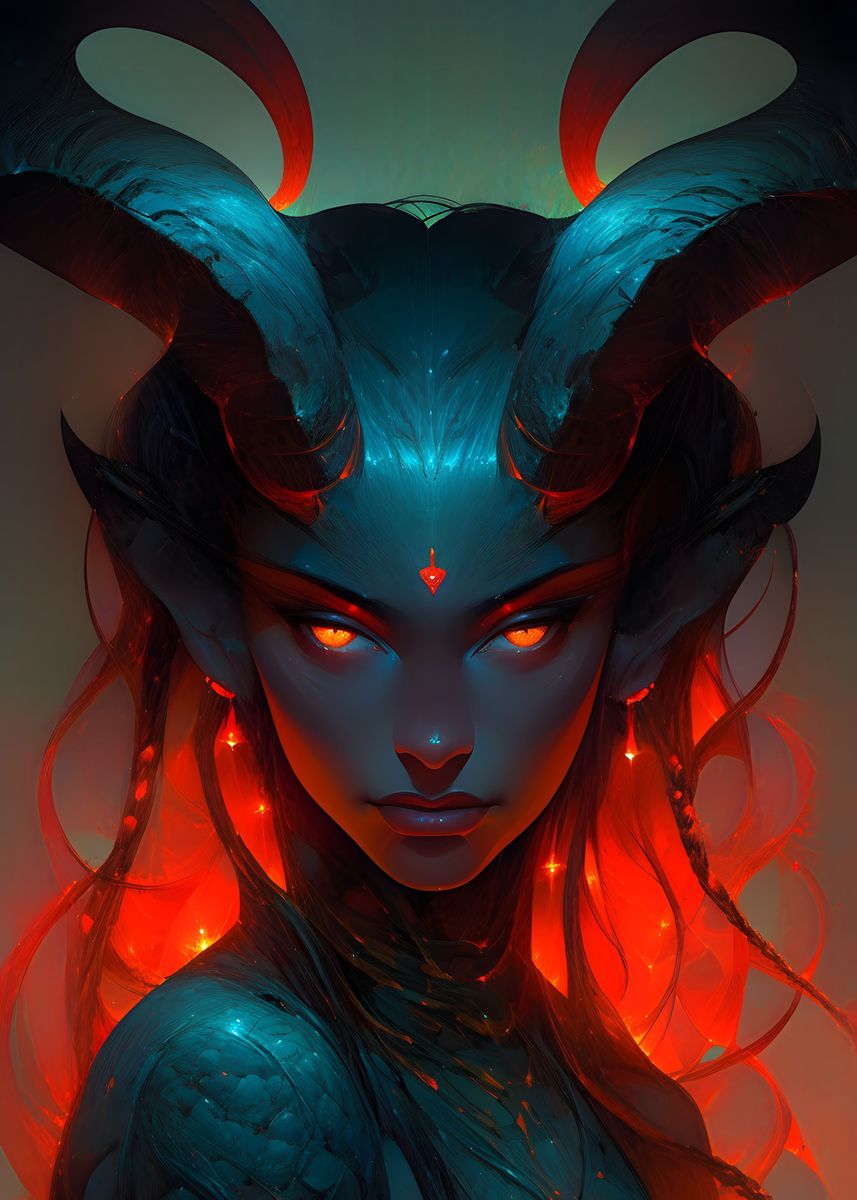 'Vampire Fire Demon Model' Poster, picture, metal print, paint by White Ghost | Displate
