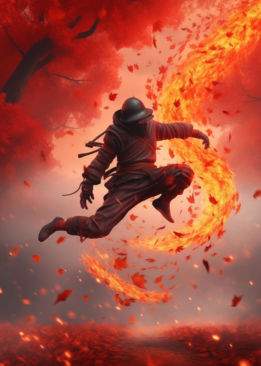 'Fiery Ninja' Poster, picture, metal print, paint by Paul Krueger ...