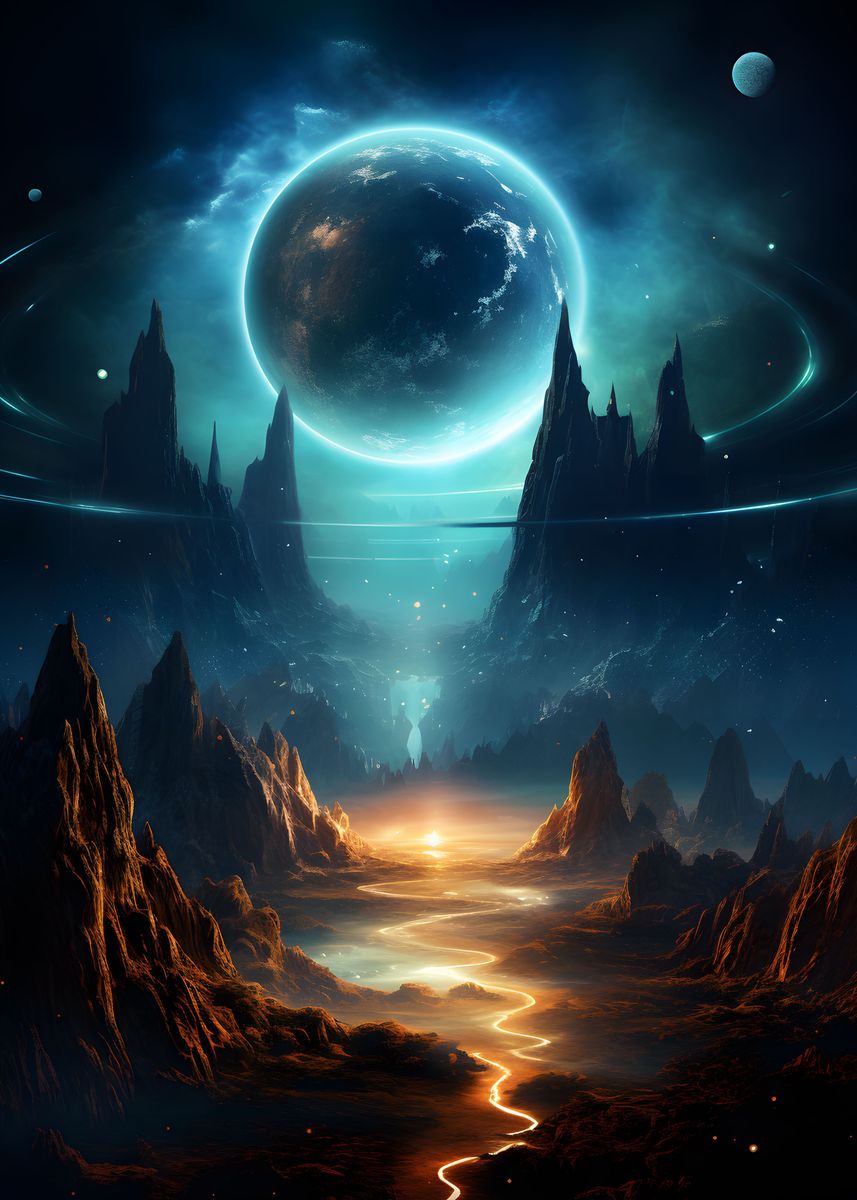 'Alien Space Landscape' Poster, picture, metal print, paint by Amazing ...