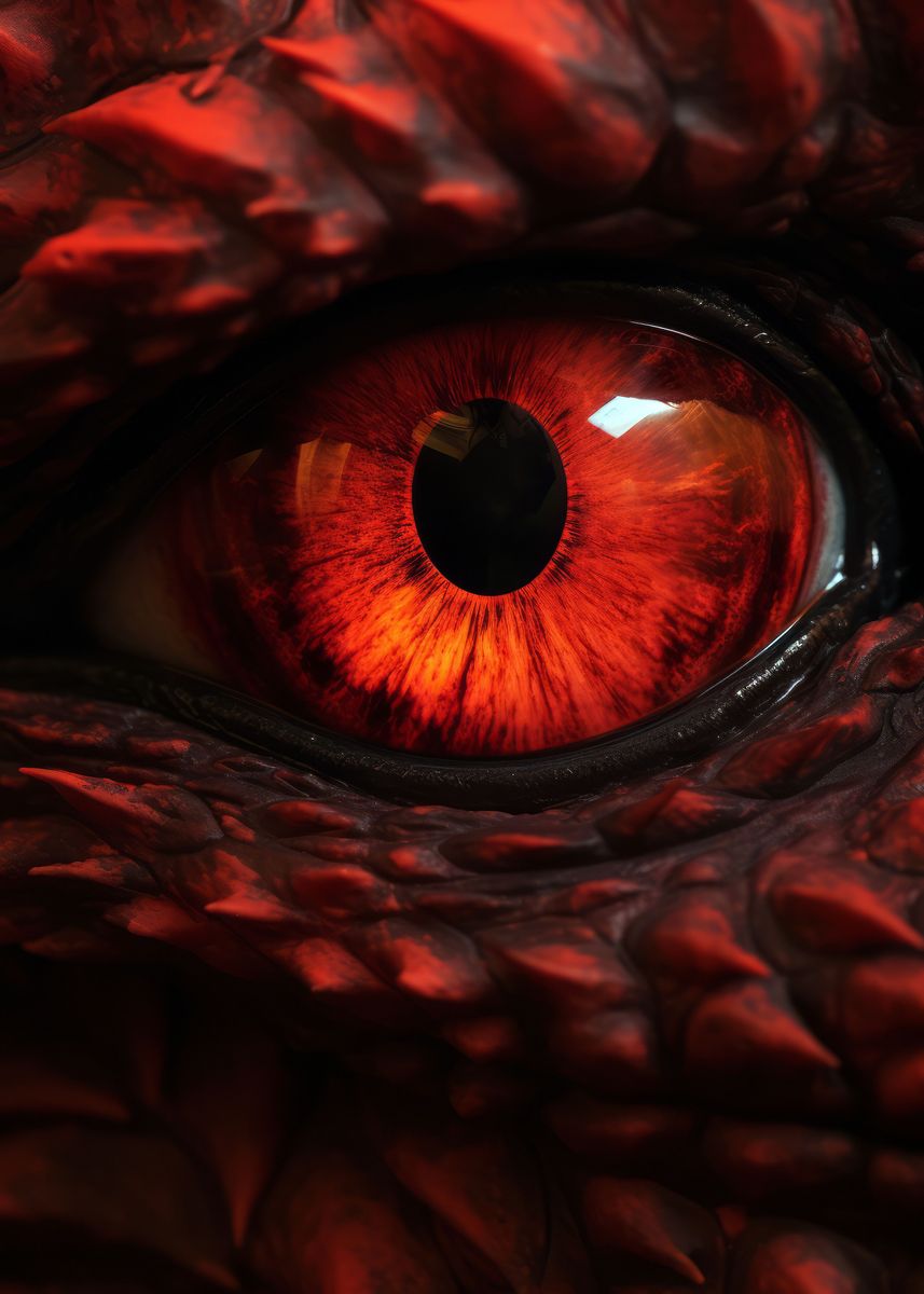 'Dragon Eye Red' Poster, picture, metal print, paint by Alisson | Displate