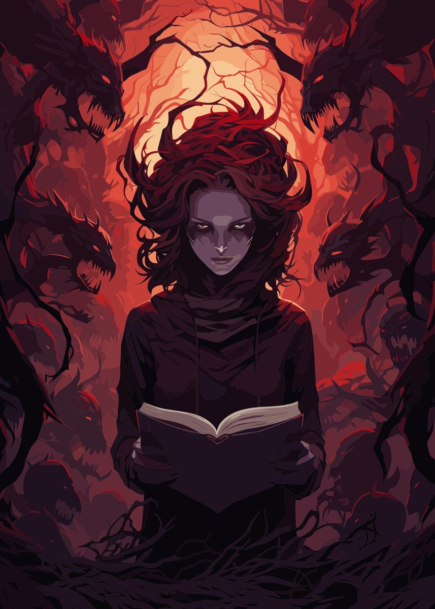 'Woman Reading to Demons' Poster, picture, metal print, paint by ...