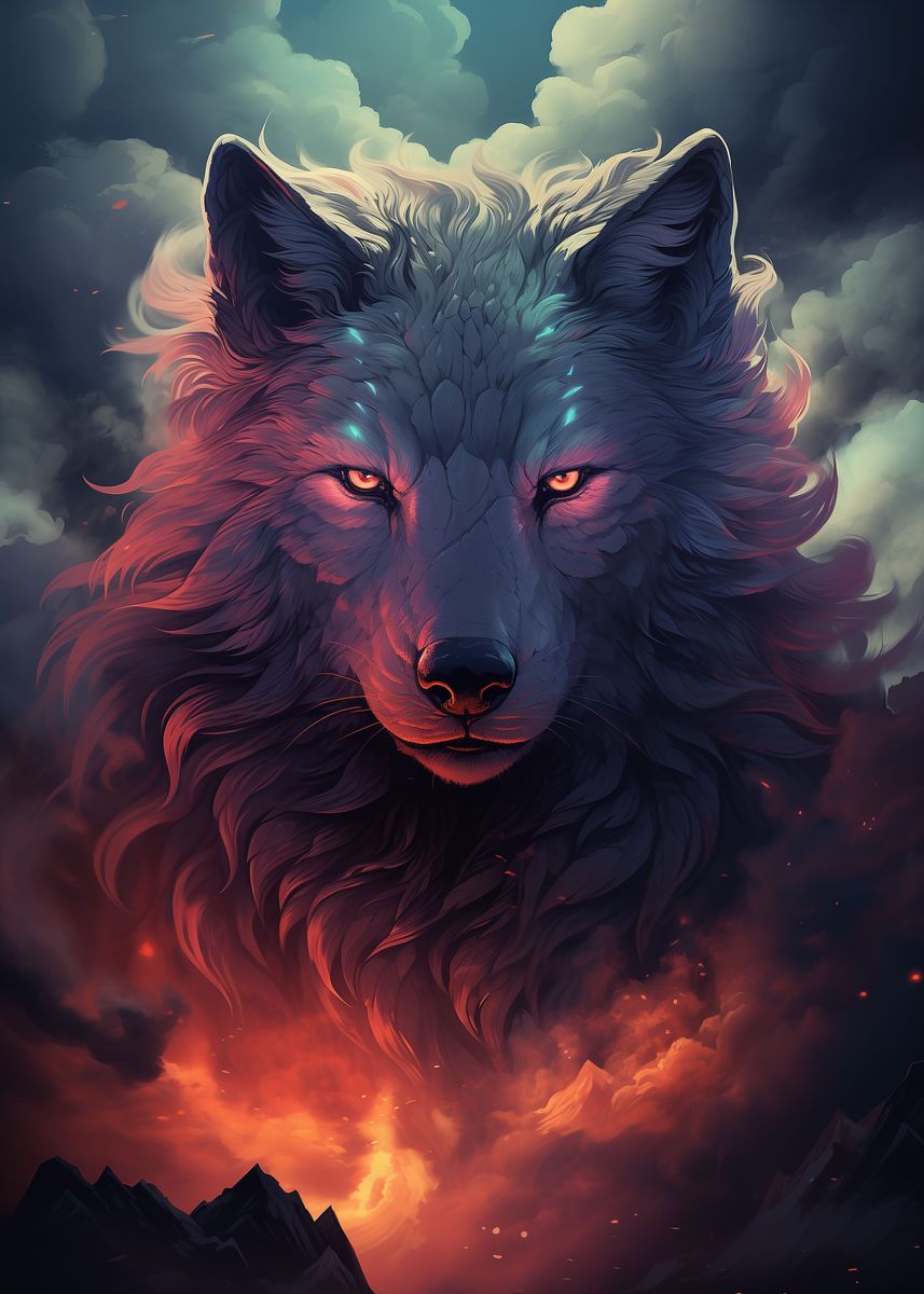'Dark Skybound Wolf' Poster, picture, metal print, paint by Amely Home ...