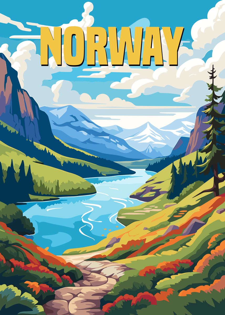 'Norway Landscape' Poster, picture, metal print, paint by Mesh | Displate