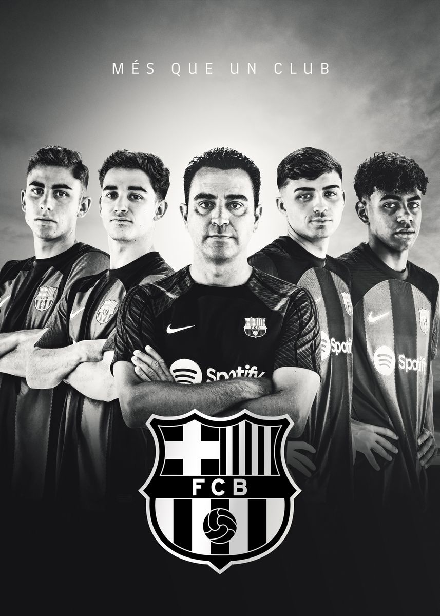 'Xavi squad' Poster, picture, metal print, paint by Barça | Displate
