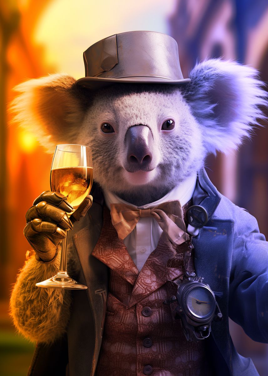 'Funny Koala Drinking beer' Poster, picture, metal print, paint by ...