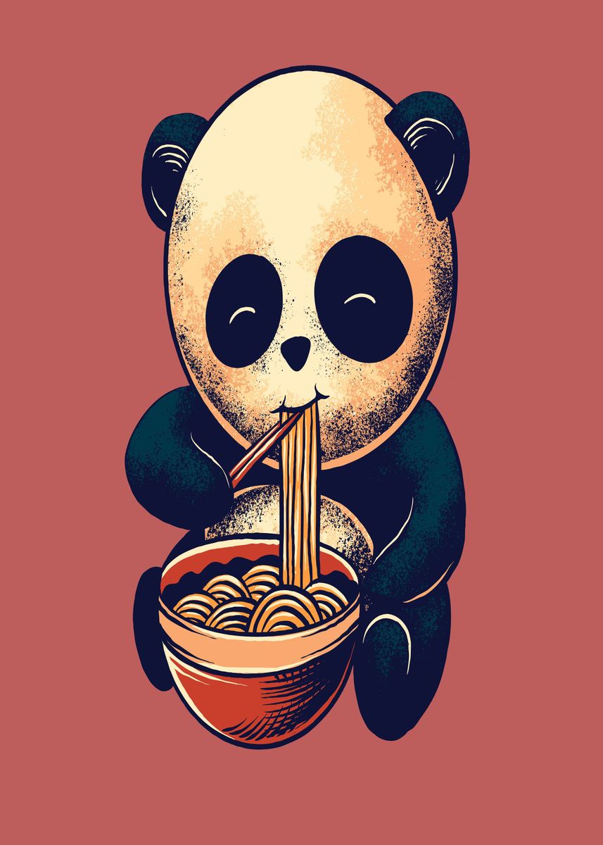 'panda ramen ' Poster, picture, metal print, paint by ichimdp | Displate