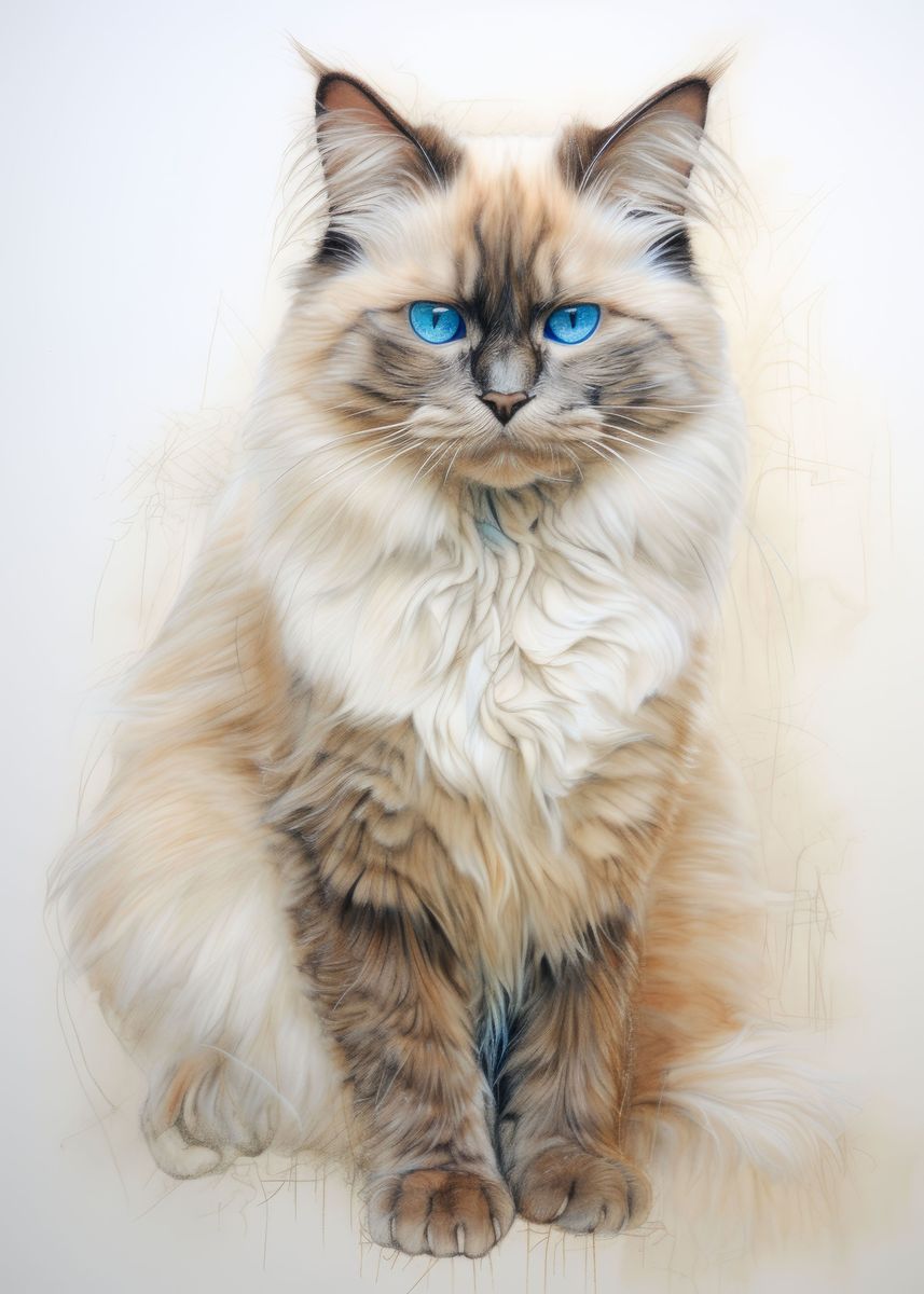 'Ragdoll Cat Sketch' Poster, picture, metal print, paint by Frank ...