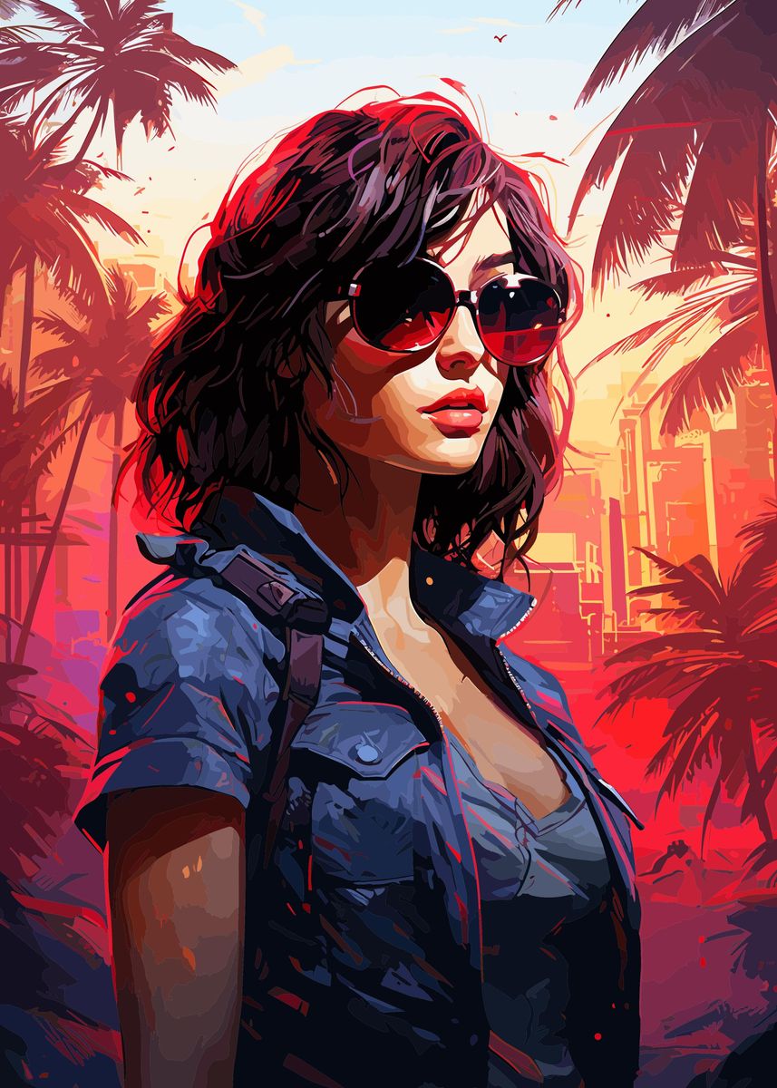 'Miami Anime Girl' Poster, picture, metal print, paint by CrazySquirrel ...